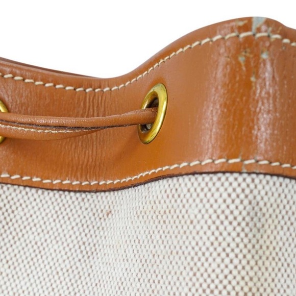 Hermes | Bags | Vintage Hermes Leather Canvas Bucket Drawstring ...